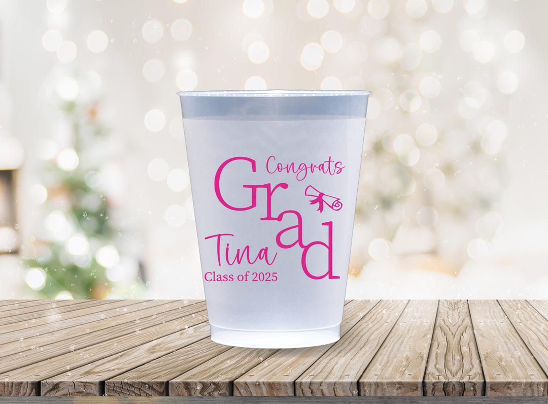 Personalized Frosted Cups Graduation Party Diploma Custom Cups Monogram ...