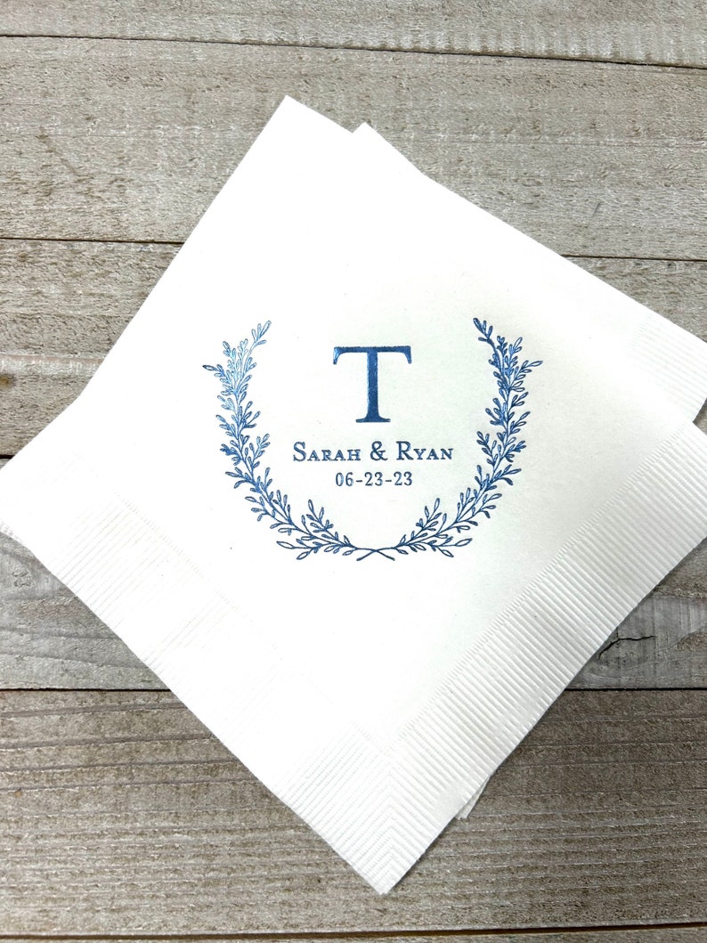 Personalized Napkins Wedding Napkins Custom Laurel Wreath - Etsy