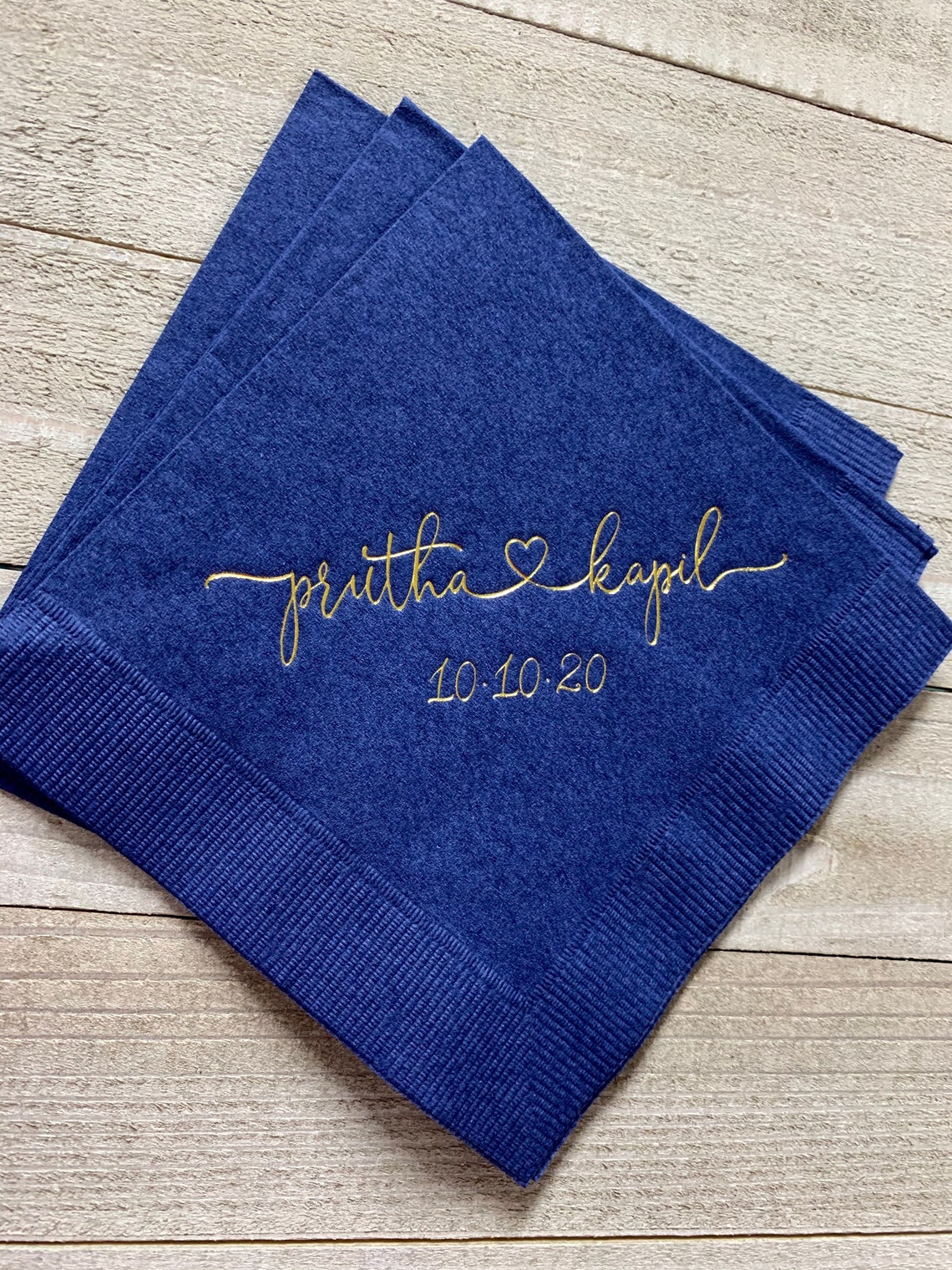 Personalized Wedding Napkins Personalized Heart Connected - Etsy