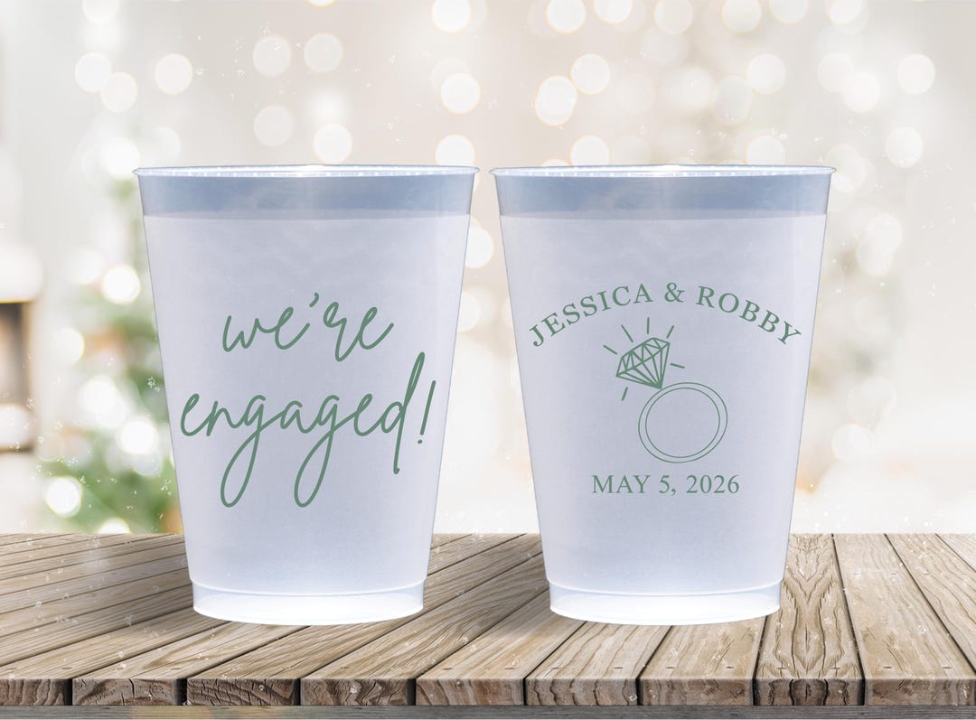 Personalized Frosted Cups We're Engaged Engagement Party Custom Cups ...