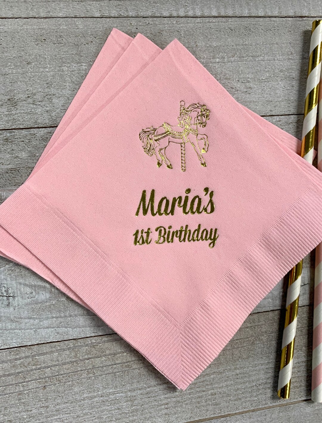 Personalized Napkins Circus Carousel Birthday Napkins Carousel Party ...