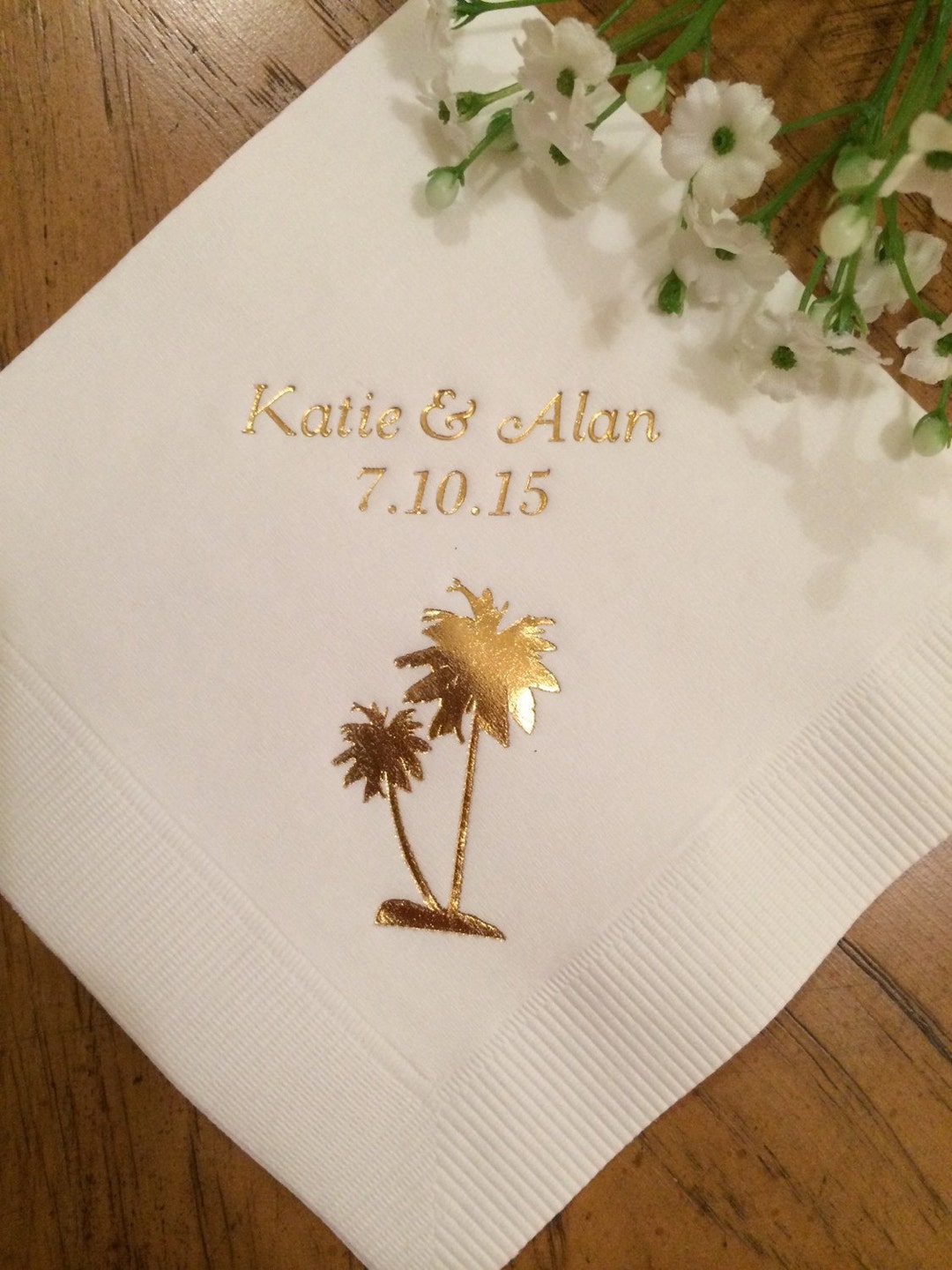 Personalized Palm Tree Beach Monogram Cocktail Beverage Napkins Wedding ...
