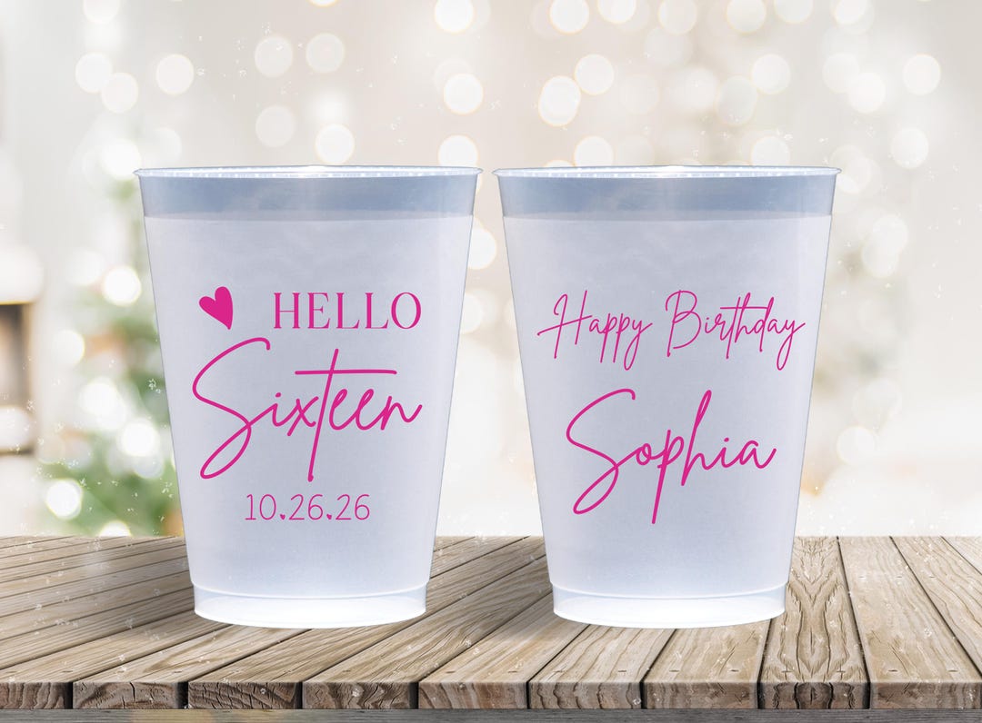 Personalized Frosted Cups Sweet 16 Sixteen 16th Birthday Party Custom ...