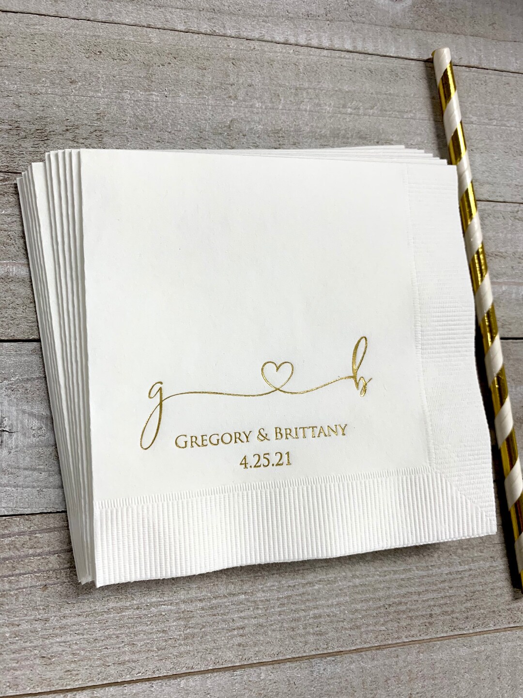Personalized Wedding Napkins Personalized Heart Connected Monogram ...