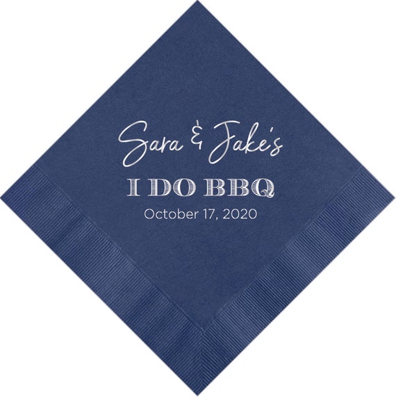 I DO BBQ Barbecue Monogram Custom Personalized Napkins Wedding | Etsy