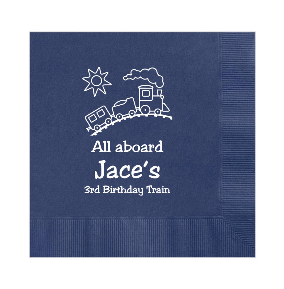 Personalized Napkins Child Child's Train Choo Choo All Aboard Birthday ...
