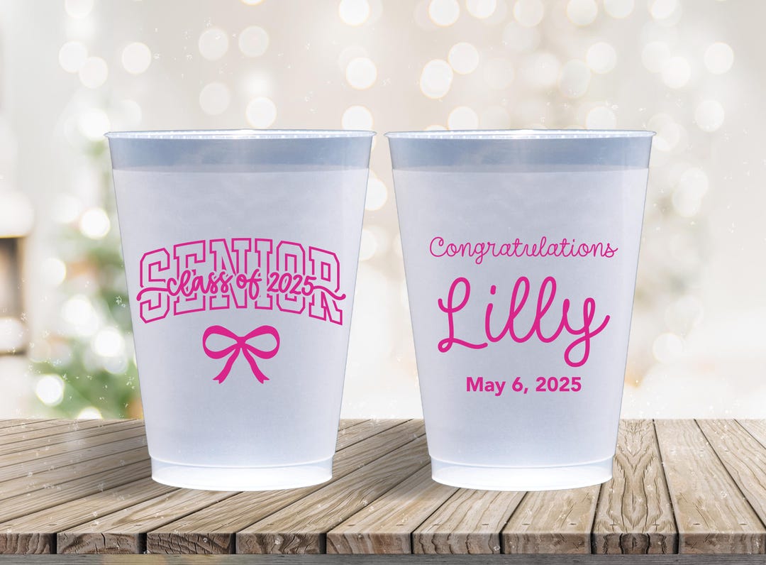 Personalized Frosted Cups Graduation Party Bow Custom Cups Monogram ...