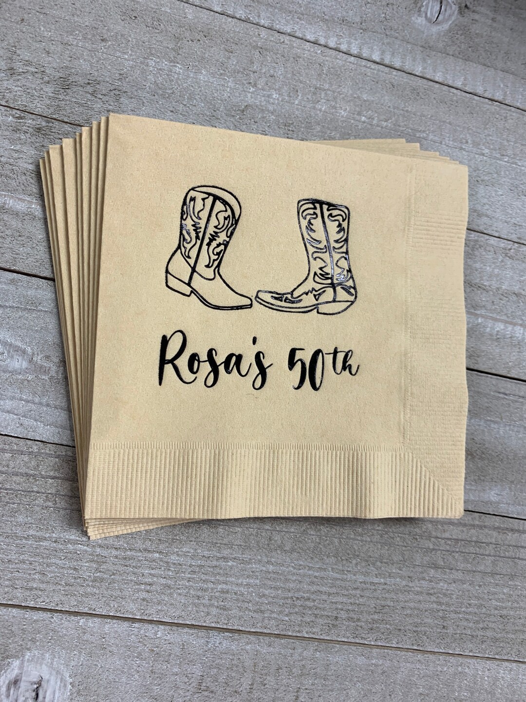 Personalized Birthday Napkins Western Theme Boots Custom Printed ...