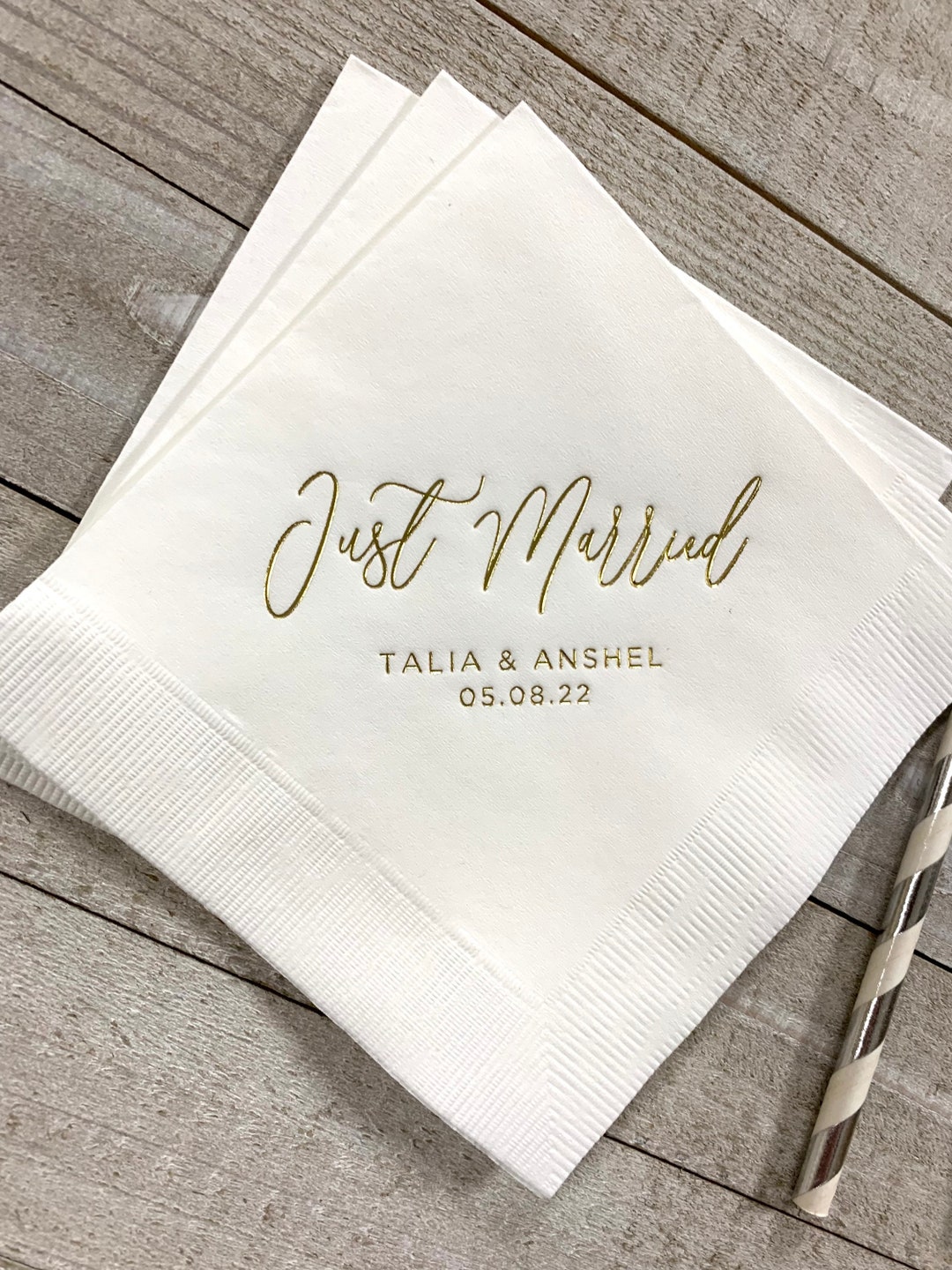 Personalized Napkins Wedding Napkins Custom Monogram Just Married ...