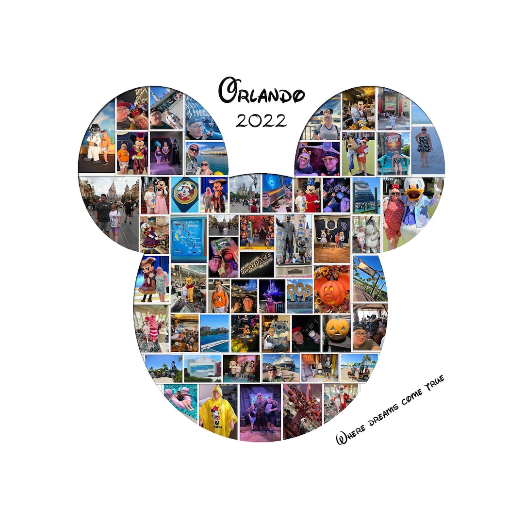 Mickey Mouse Ears Shape Personalised Photo Collage Digital Download ...