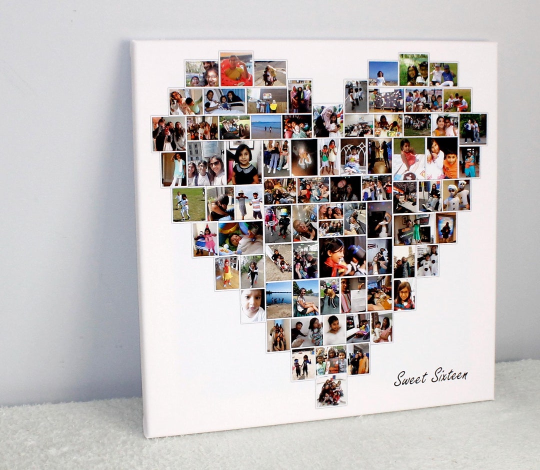 Heart Photo Collage Canvas Print: Personalized Wall Art - Etsy