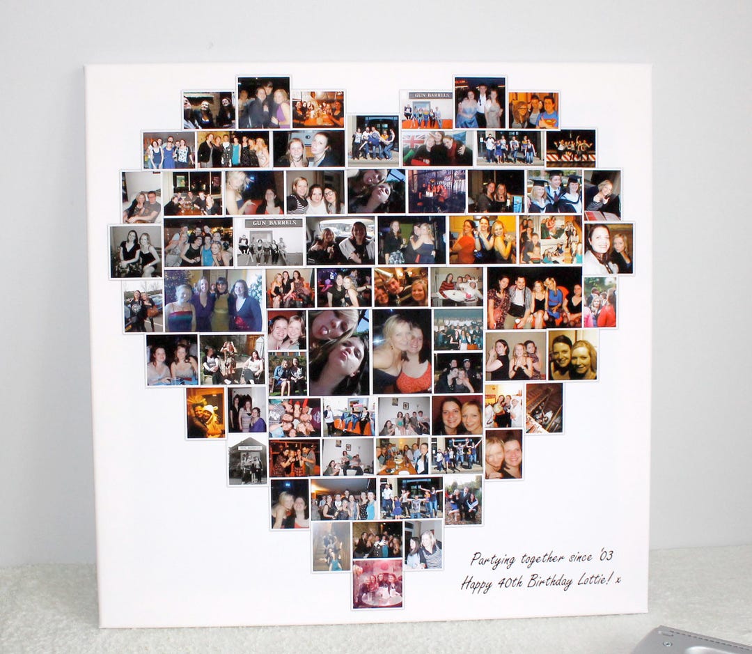 Personalised Heart Shape Photo Collage-box Framed Canvas Print-up to ...
