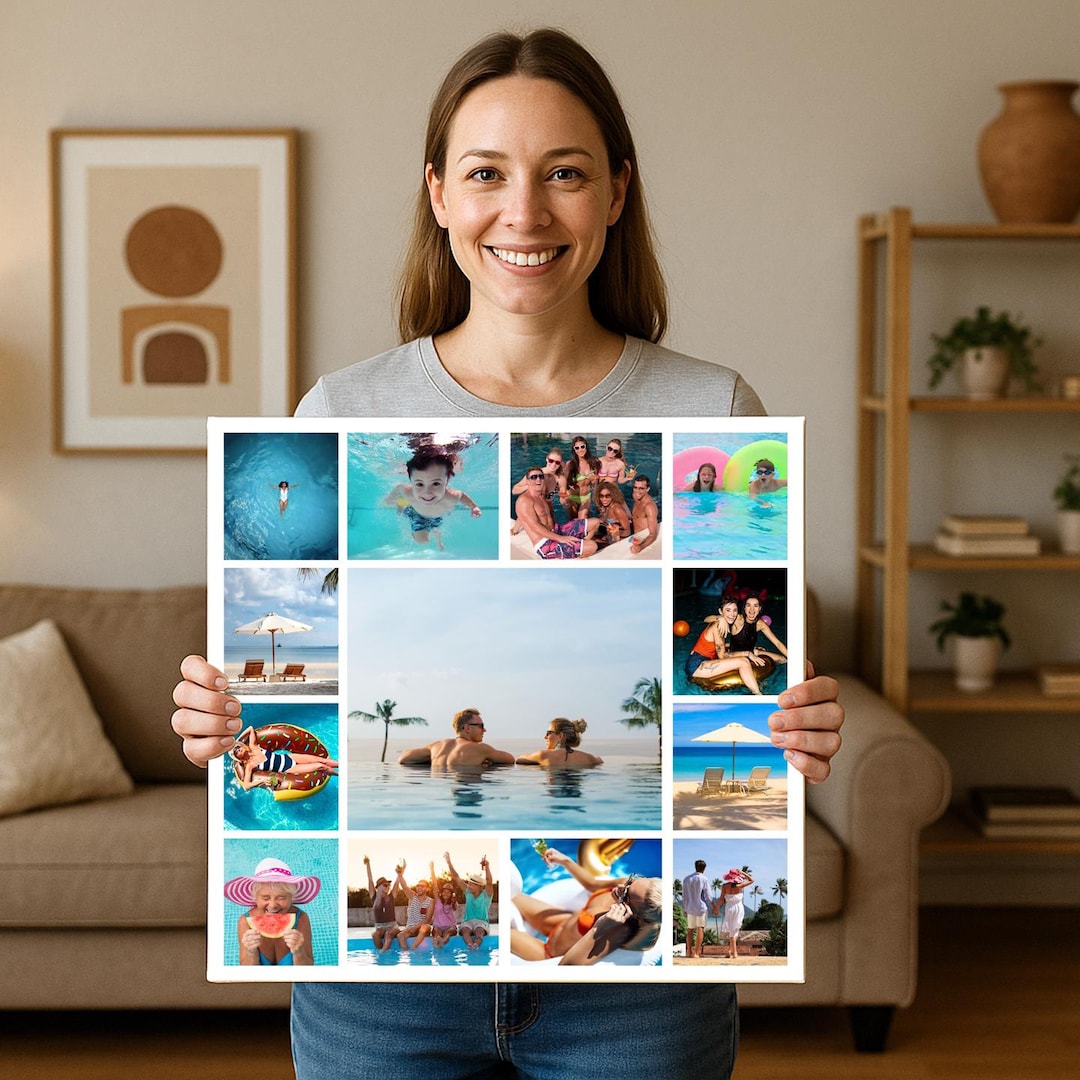 Personalised Photo Collage Canvas Print: Custom Family Gift, 9-15 ...