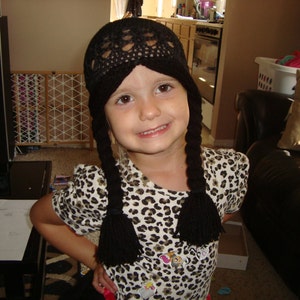 Wednesday Addams Inspired Wig Hat, Also Great for Pocahontas! Halloween ...