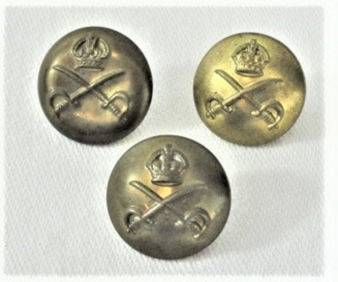 Royal Military Brass Buttons. Crossed Swords on Front. No More - Etsy