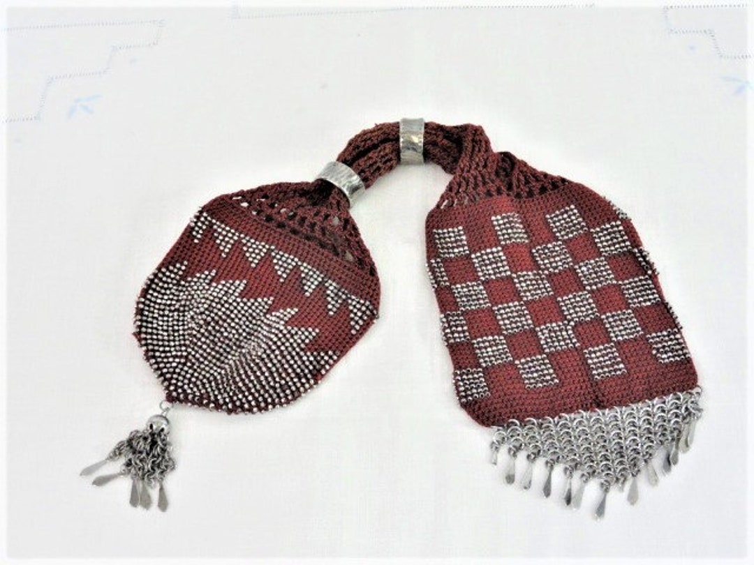 Reduced Authentic Miser Bag of Victorian Era. Hand Crocheted With Steel ...