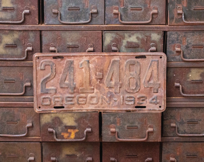 Oregon 1934 Rusty License Plate Vintage Brown Wall Hanging Decor - Etsy