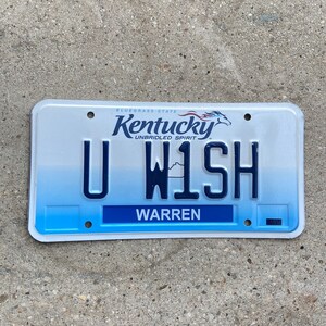 2005 Kentucky Vanity License Plate KY U W1SH You Wish Joke Fun Gag Gift ...