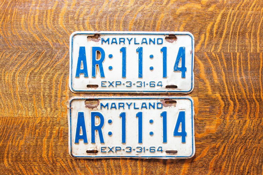 1964 Maryland License Plate Pair AR-11-14 YOM DMV Clear 111 - Etsy