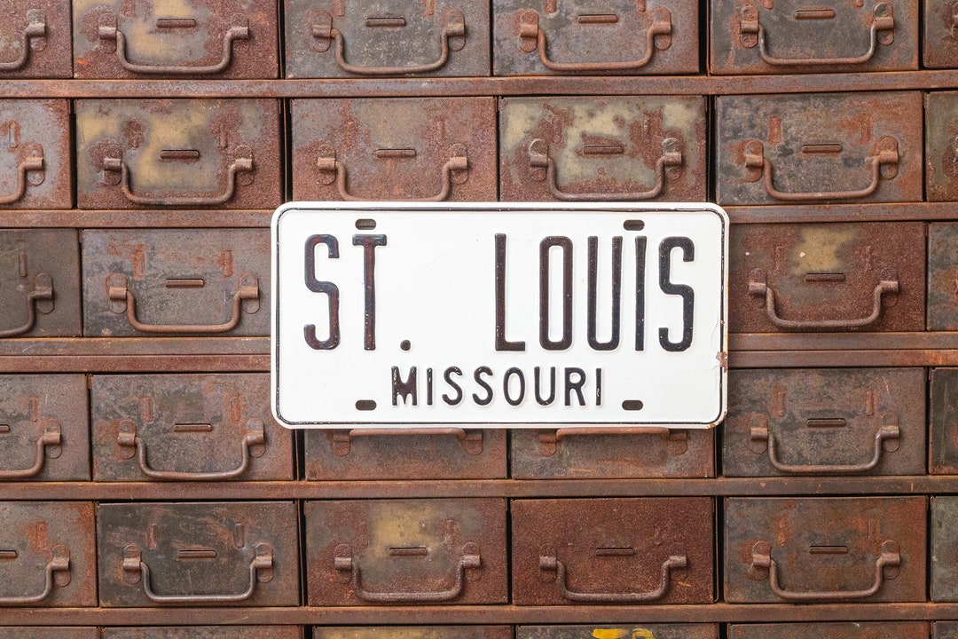 1960s St. Louis Missouri Booster License Plate Vintage White Wall ...