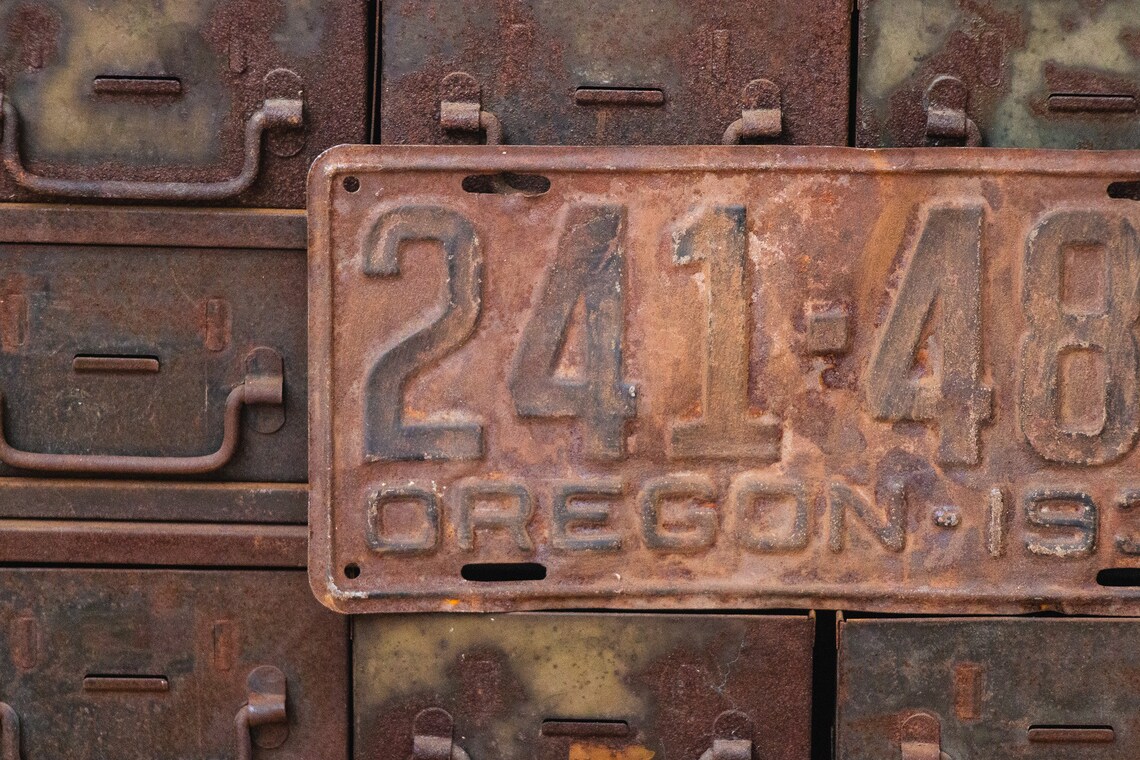 Oregon 1934 Rusty License Plate Vintage Brown Wall Hanging | Etsy