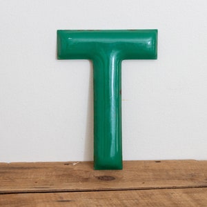 Green Letter T Porcelain Vintage Wall Hanging Decor Metal Initials Name ...
