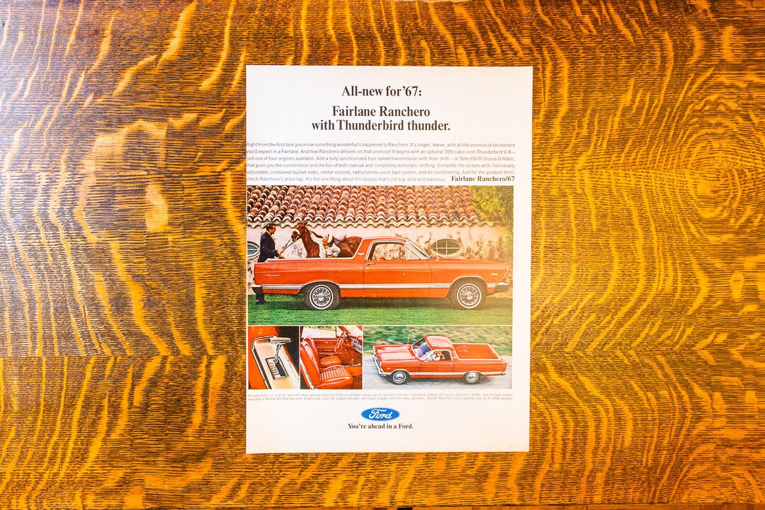 1967 Ford Fairlane Ranchero Print Vintage Collectible Paper Ephemera ...