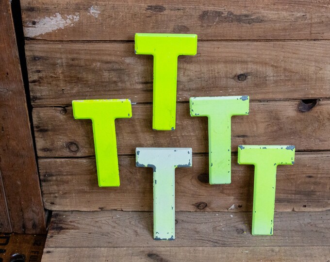 Metal Letter T Service Station Sign Vintage Chippy Wall Decor Initial ...