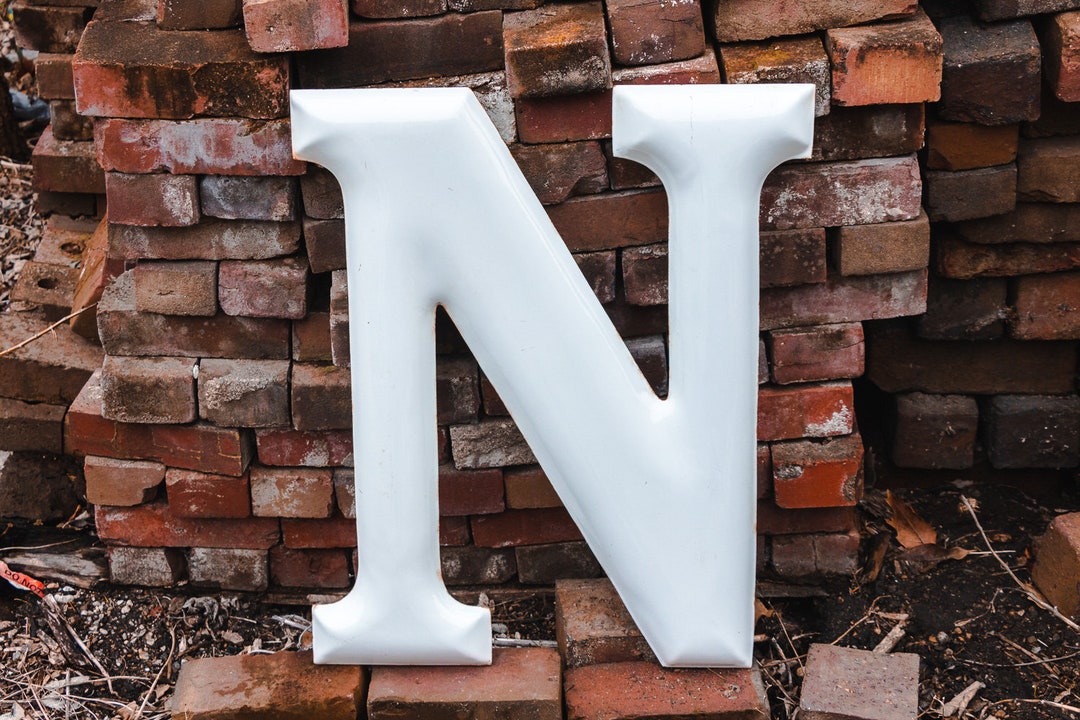 White Letter N Porcelain Vintage Wall Hanging Decor Initials Name ...