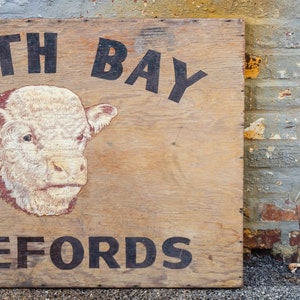 South Bay Hereford Cow Sign Vintage Painted Wood Farm Sign - Etsy
