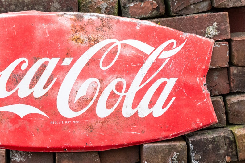 Coke Fishtail Sign Vintage Coca-cola Advertising Signage - Etsy