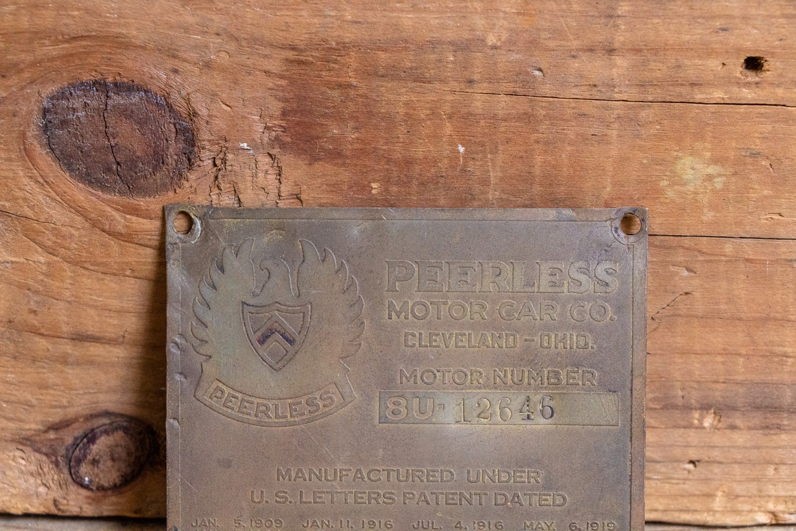 Peerless Motor Car Co Motor Number Brass Plate Plaque Vintage Wall ...