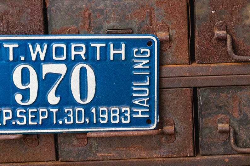 Ft. Worth Texas 1983 Trash Hauler License Plate Vintage Blue - Etsy