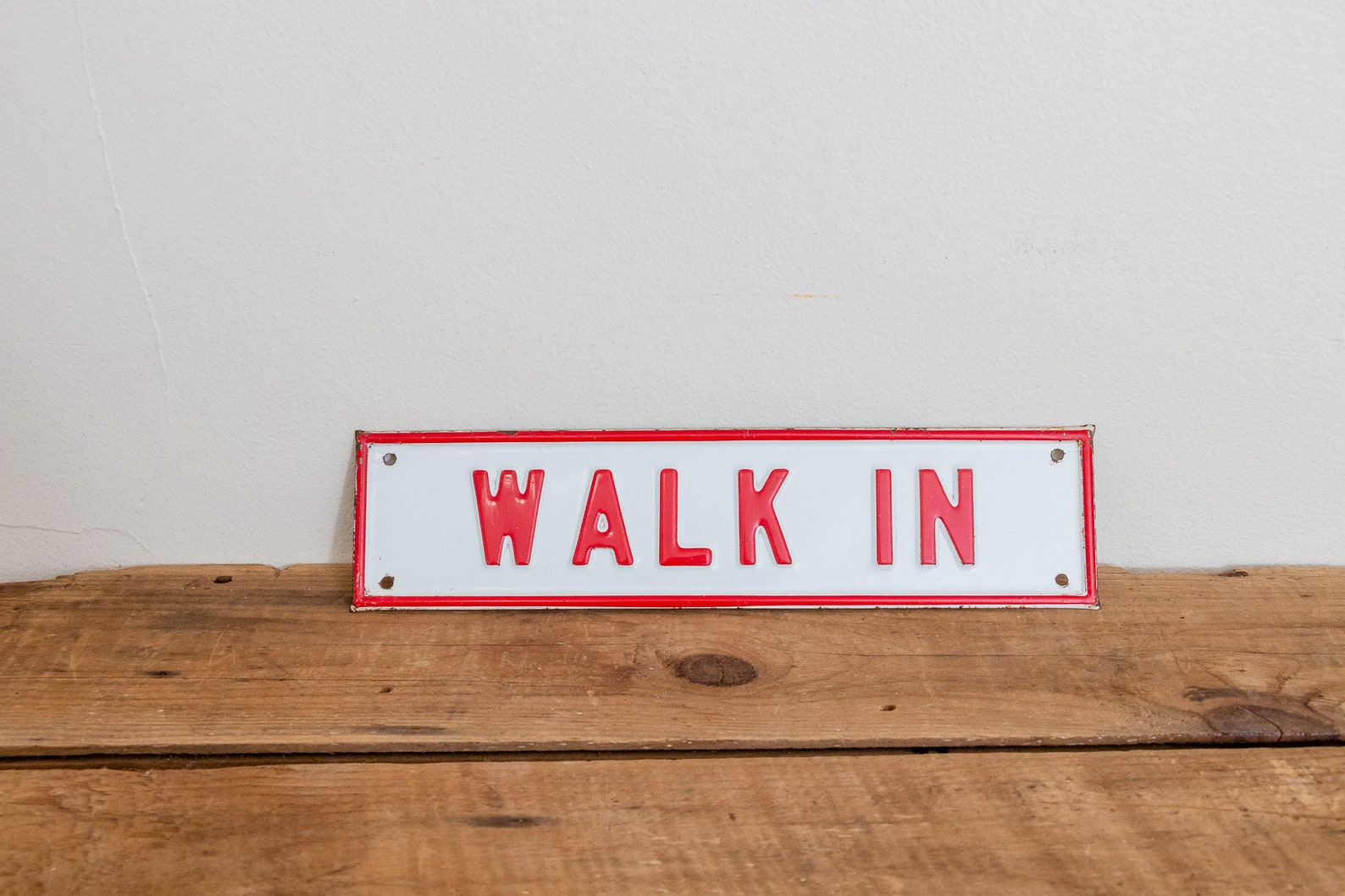 Walk in Sign Vintage Embossed Red and White Wall Hanging Decor - Etsy