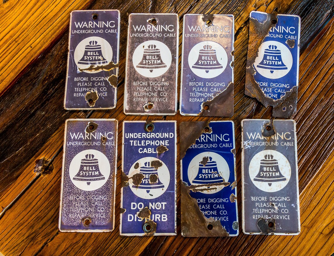 Bell System Underground Telephone Cable Sign Vintage Porcelain Modern ...