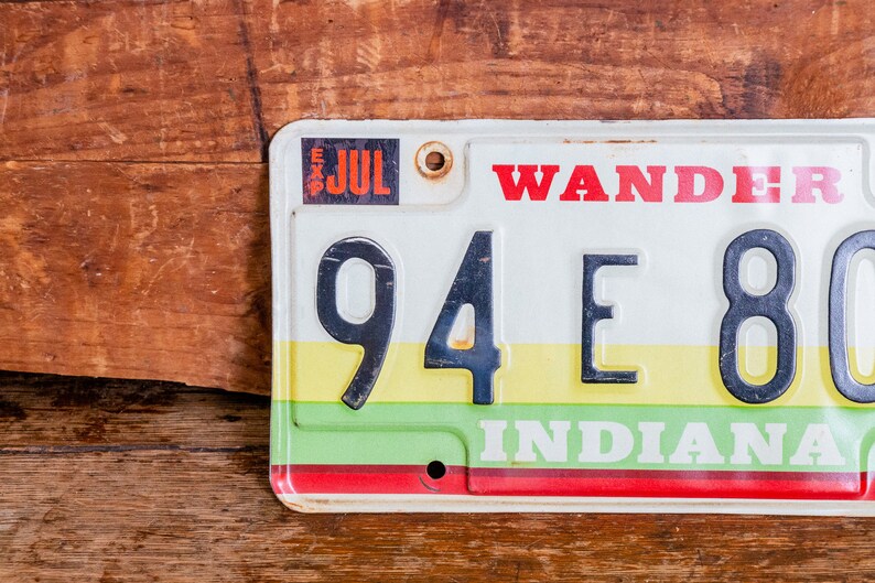 Indiana 1980s Wander License Plate Vintage Wall Hanging Decor - Etsy