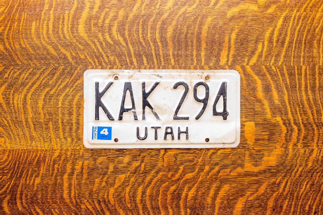 1976 Utah License Plate Vintage Black and White Wall Decor KAK 294 - Etsy