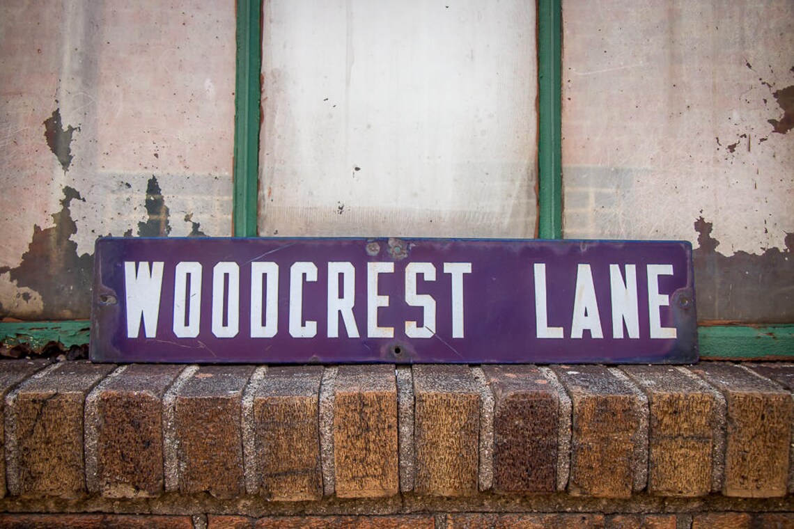 Woodcrest Lane Blue Enamel Street Sign Vintage Porcelain Wall - Etsy