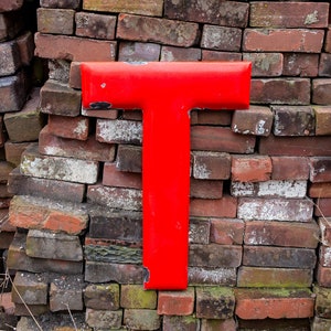 Red Letter T Porcelain Vintage Wall Hanging Decor Initials Name Letter ...