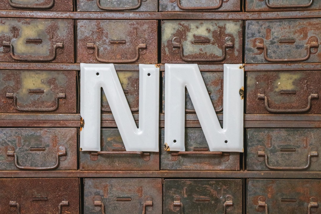 Gray Letter N Porcelain Vintage Wall Hanging Decor Initials Name Letter ...