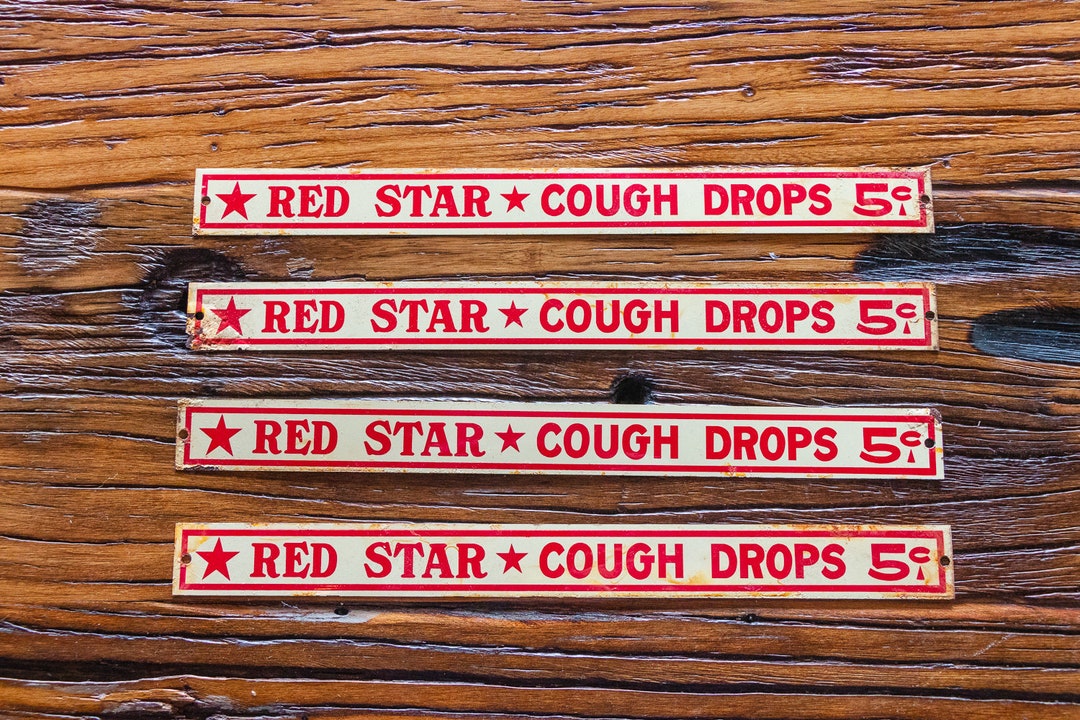 Red Star Cough Drop Sign Vintage Tin Strip Sign - Etsy