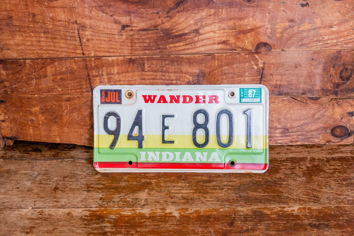 Indiana 1980s Wander License Plate Vintage Wall Hanging Decor | Etsy