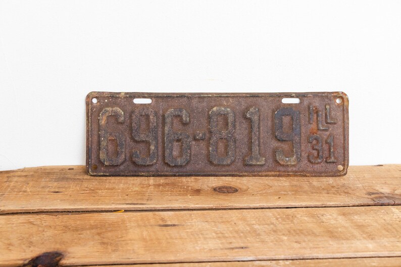 Illinois 1931 Rusty License Plate Vintage Brown Wall Hanging - Etsy