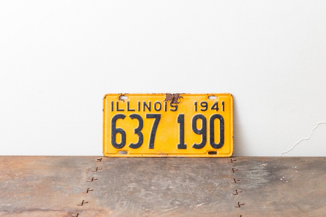Illinois 1941 License Plate Vintage Yellow Wall Hanging Decor - Etsy