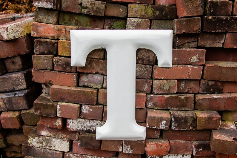 White Letter T Porcelain Vintage Wall Hanging Decor Initials - Etsy