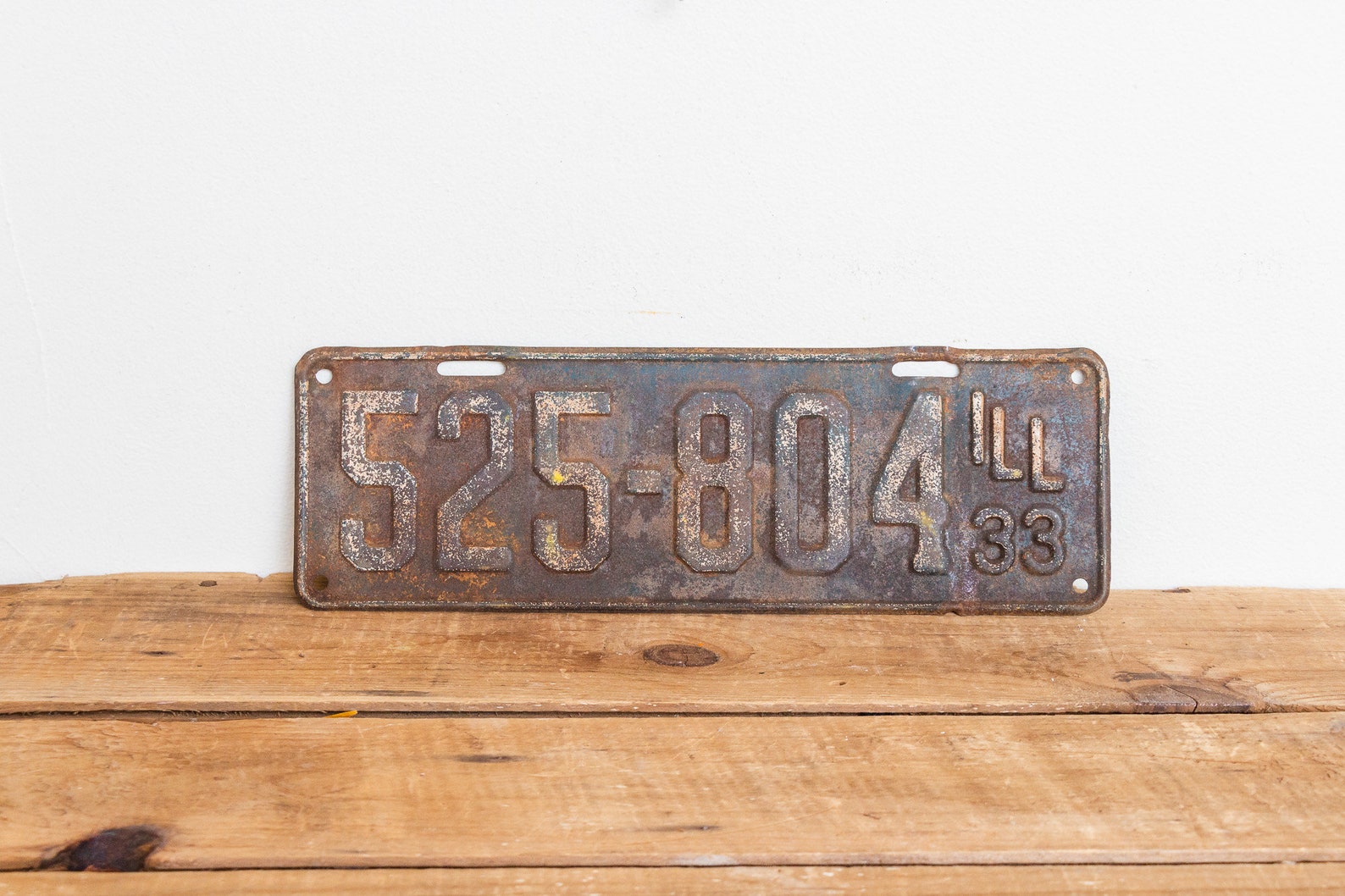 Illinois 1933 Rusty License Plate Vintage Brown Wall Hanging - Etsy Sweden