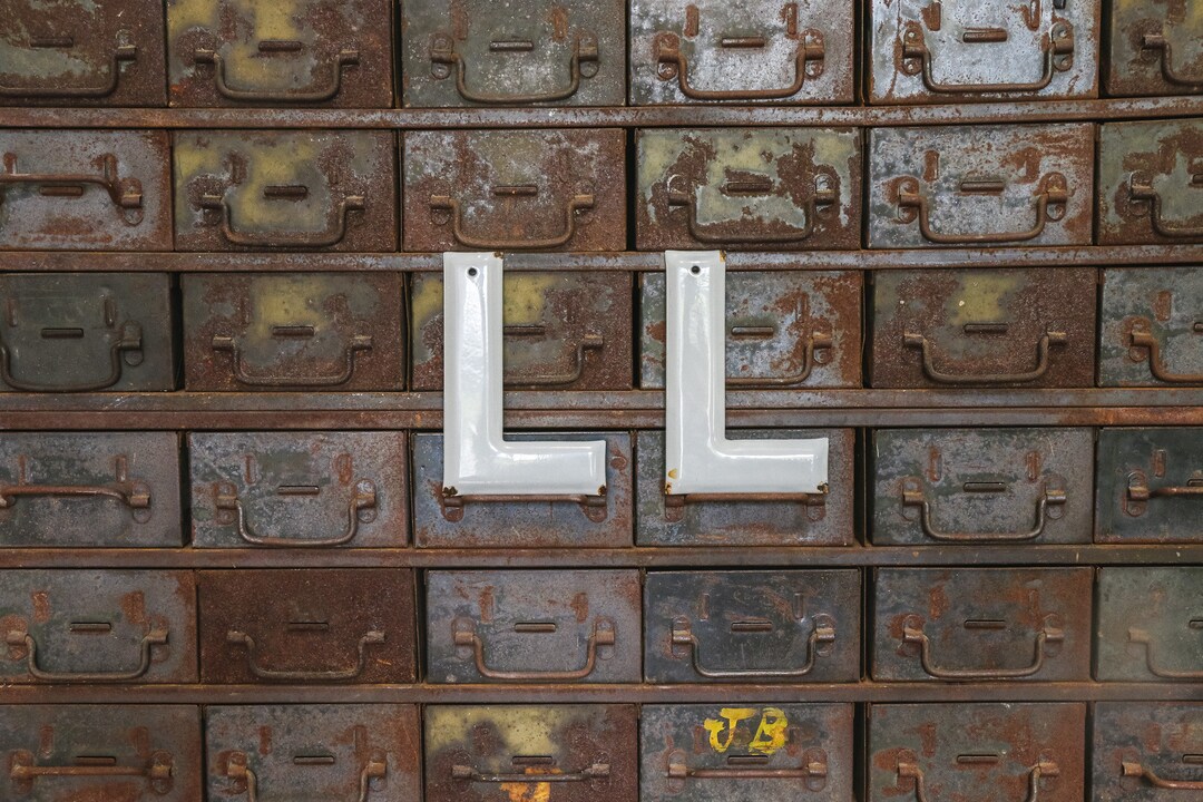 Gray Letter L Porcelain Vintage Wall Hanging Decor Initials Name Letter ...