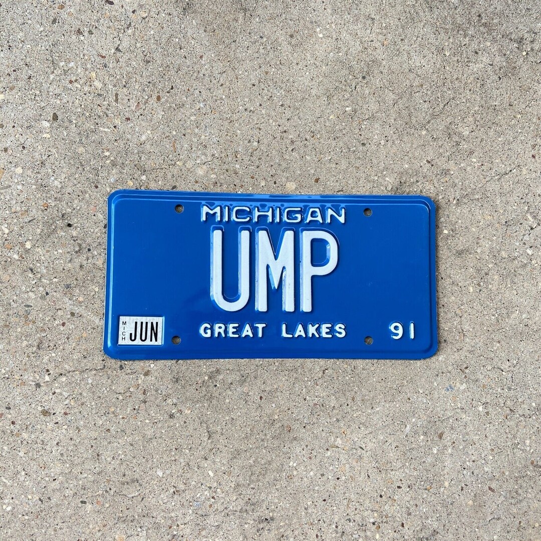 1991 Michigan Vanity License Plate UMP Baseball MLB Umpire Sports Tag ...