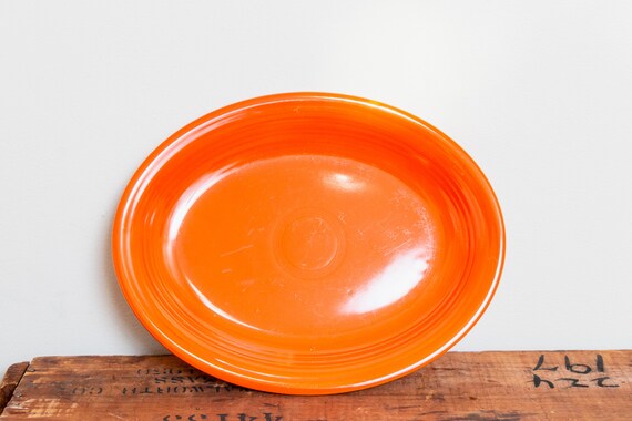 Red Orange Fiestaware Platter Vintage Kitchenware Oval Plate Original ...