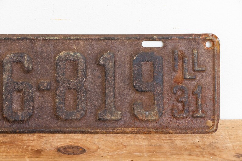 Illinois 1931 Rusty License Plate Vintage Brown Wall Hanging - Etsy